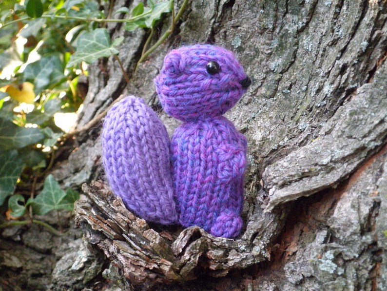Purple Squirrel Hand Knit Plush Wool Woodland Squirrels | Etsy