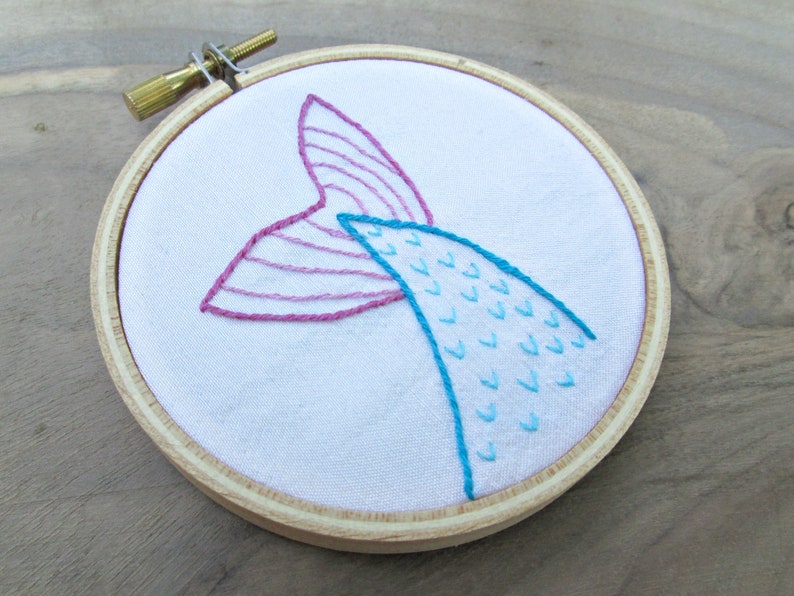 Embroidered Mermaid Tail Hoop Art - Hand Stitched Mermaid Tail Wall Art ...