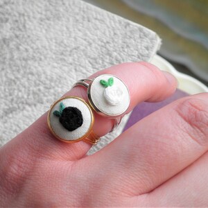 Embroidered Rose Ring - Floral Embroidery Ring - Everyday Fiber Art ...