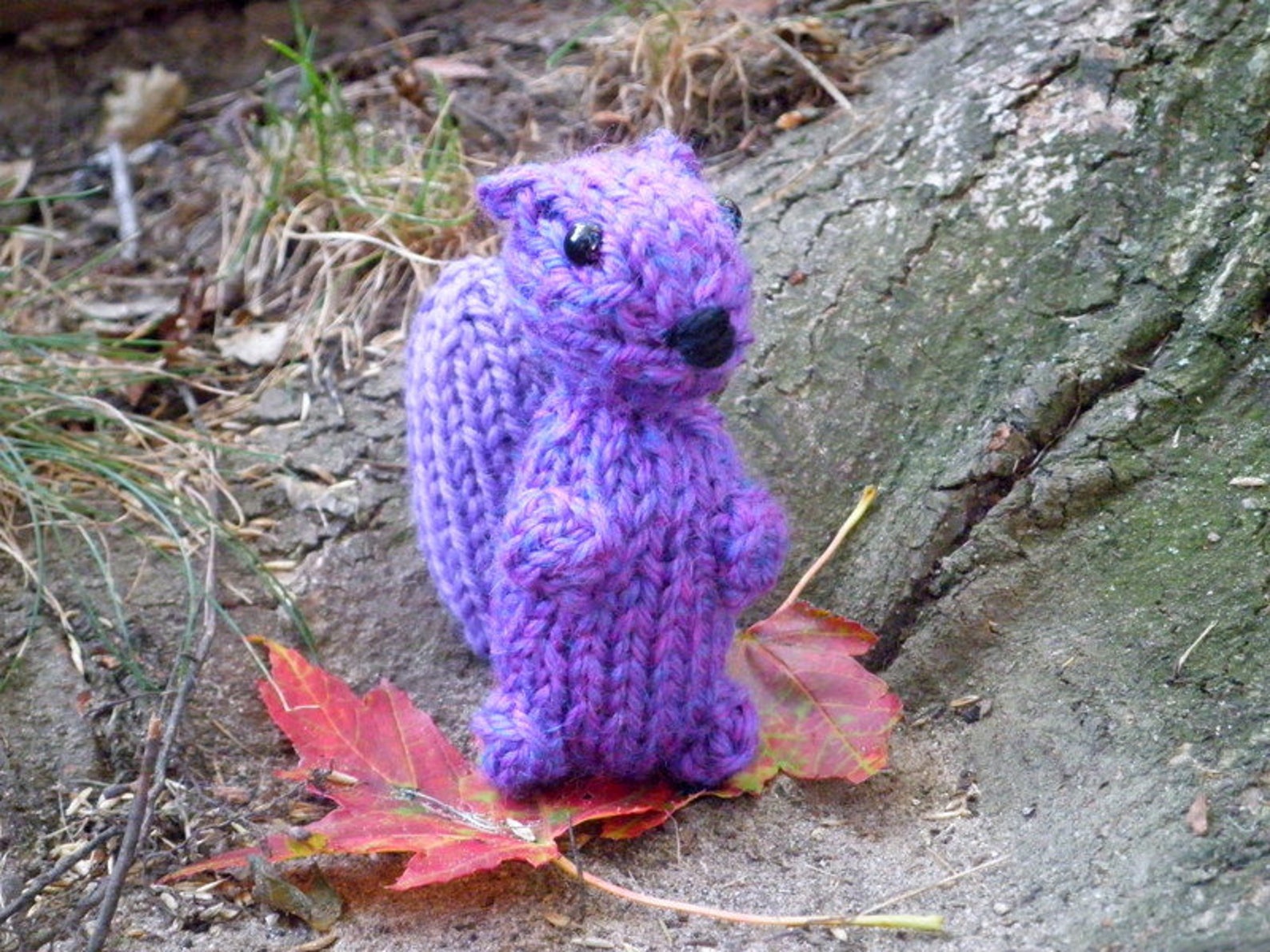 Purple Squirrel Hand Knit Plush Wool Woodland Squirrels - Etsy Canada