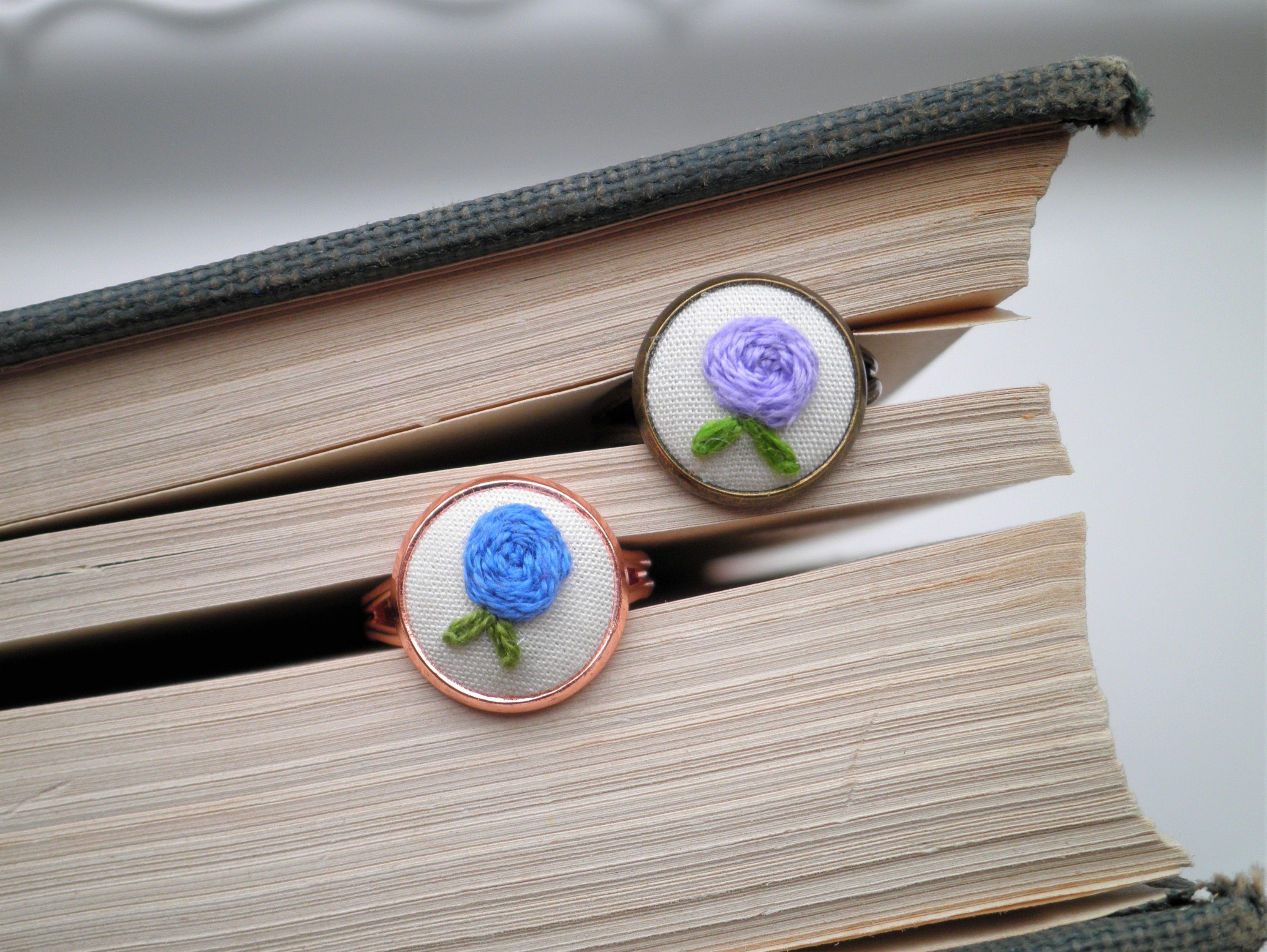 Embroidered Rose Ring Floral Embroidery Ring Everyday | Etsy