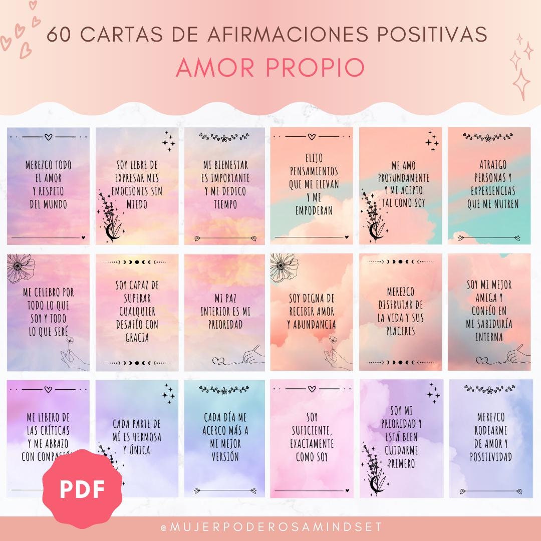 Cartas de Afirmaciones Positivas para Mujeres Exitosas / Amor Propio y ...