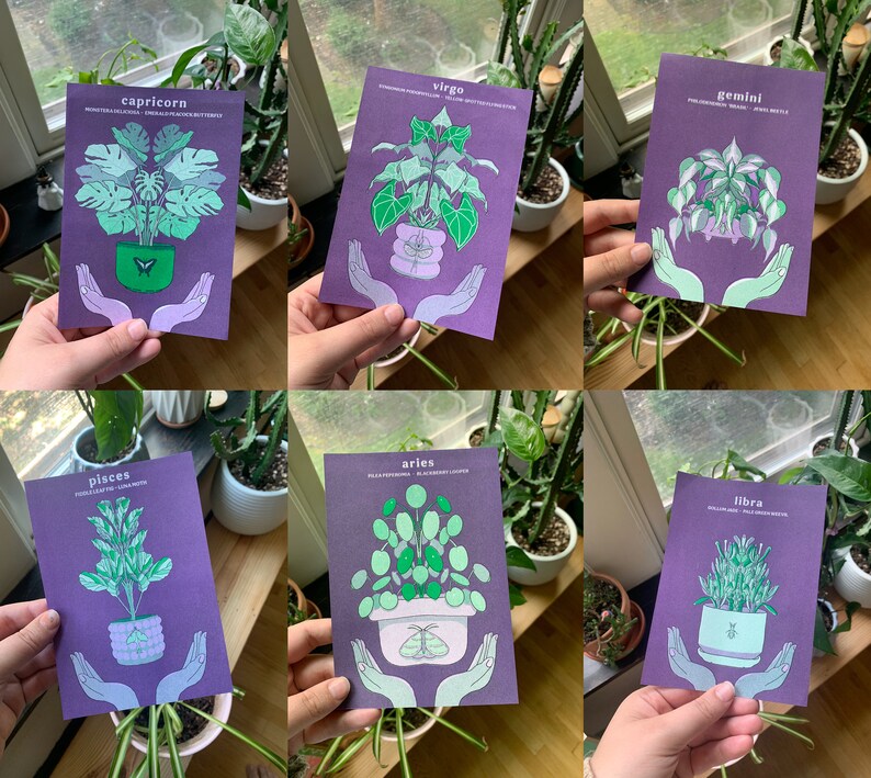 Zodiac Plant + Bug Risograph 5x7 Print - Etsy