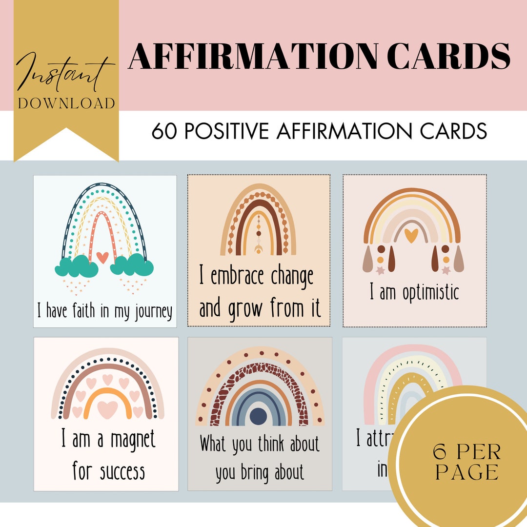Affirmation Cards, Positive Quote Flash Cards, Affirmations Cards, Self ...