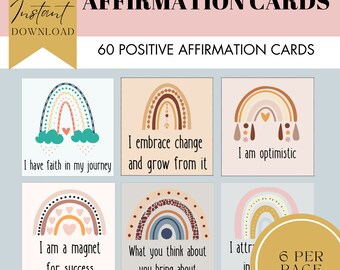 Affirmation Cards, Positive Quote Flash Cards, Affirmations Cards, Self ...