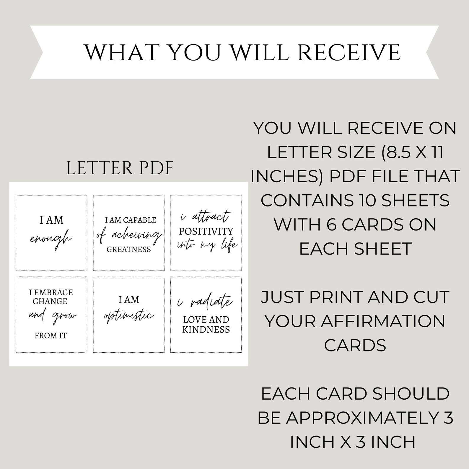 Positive Affirmation Card Deck, Vision Board Printables, Cards for Law ...