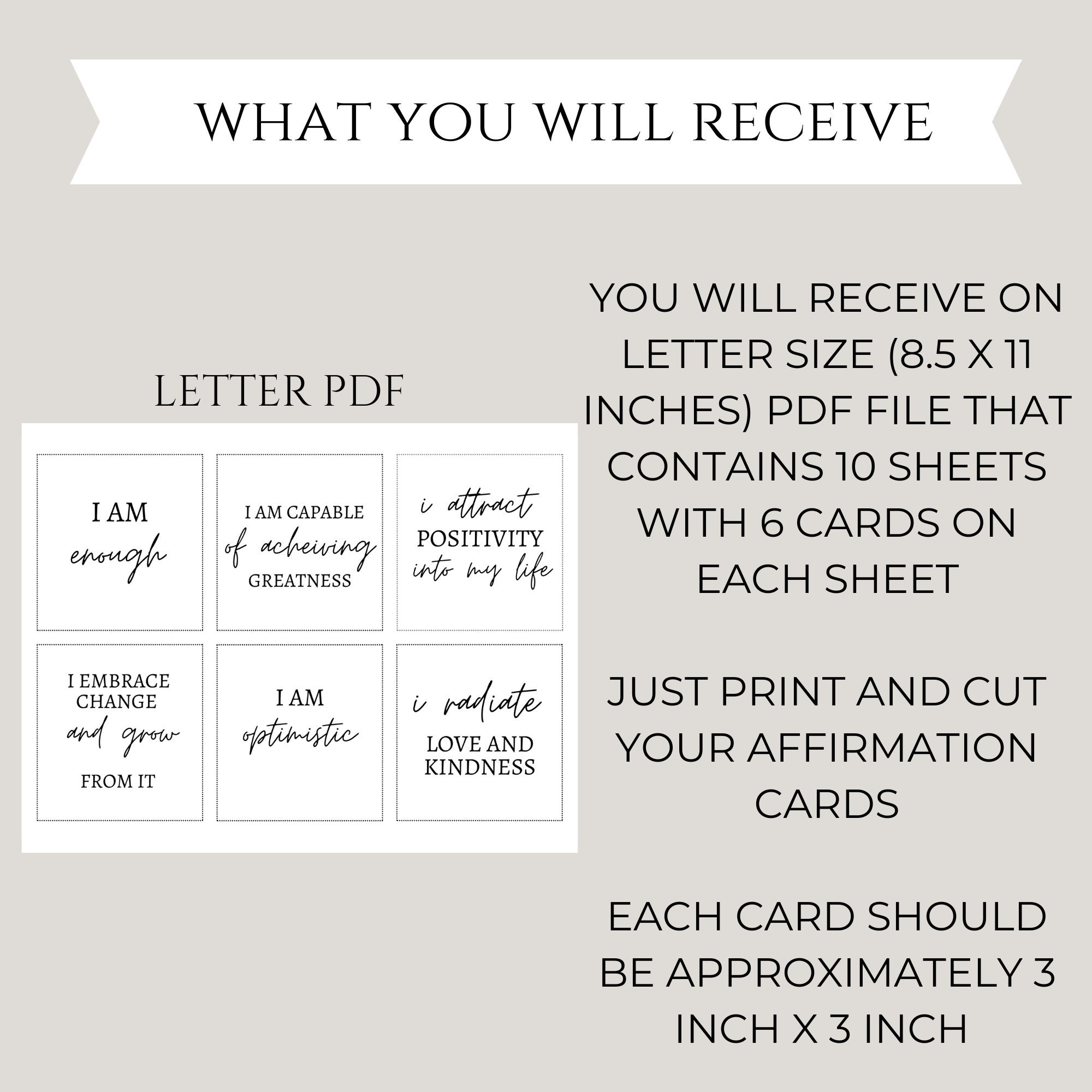 Positive Affirmation Card Deck, Vision Board Printables, Cards for Law ...