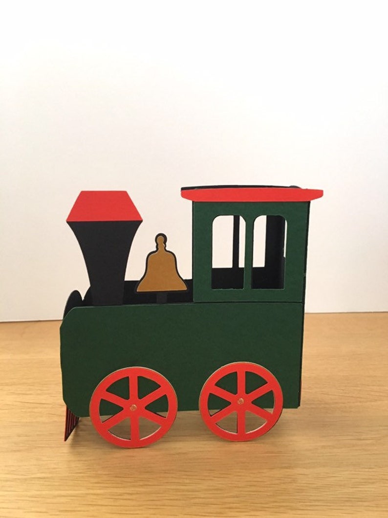 Steam engine 3d box card for train loving child or adult. | Etsy