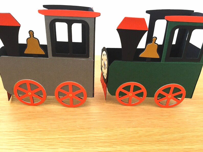 Steam engine 3d box card for train loving child or adult. | Etsy