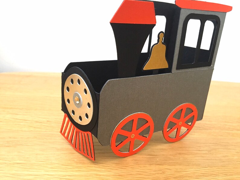 Steam engine 3d box card for train loving child or adult. | Etsy