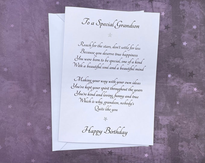 Card for Special Grandson’s Birthday, Personalised Card for Grandson ...