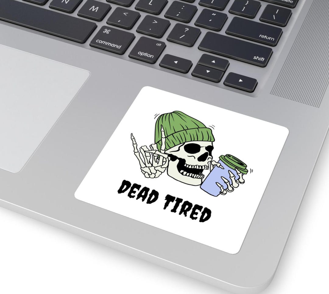 Square Stickers Dead Tired Skeleton Sticker Halloween Decor Spooky ...