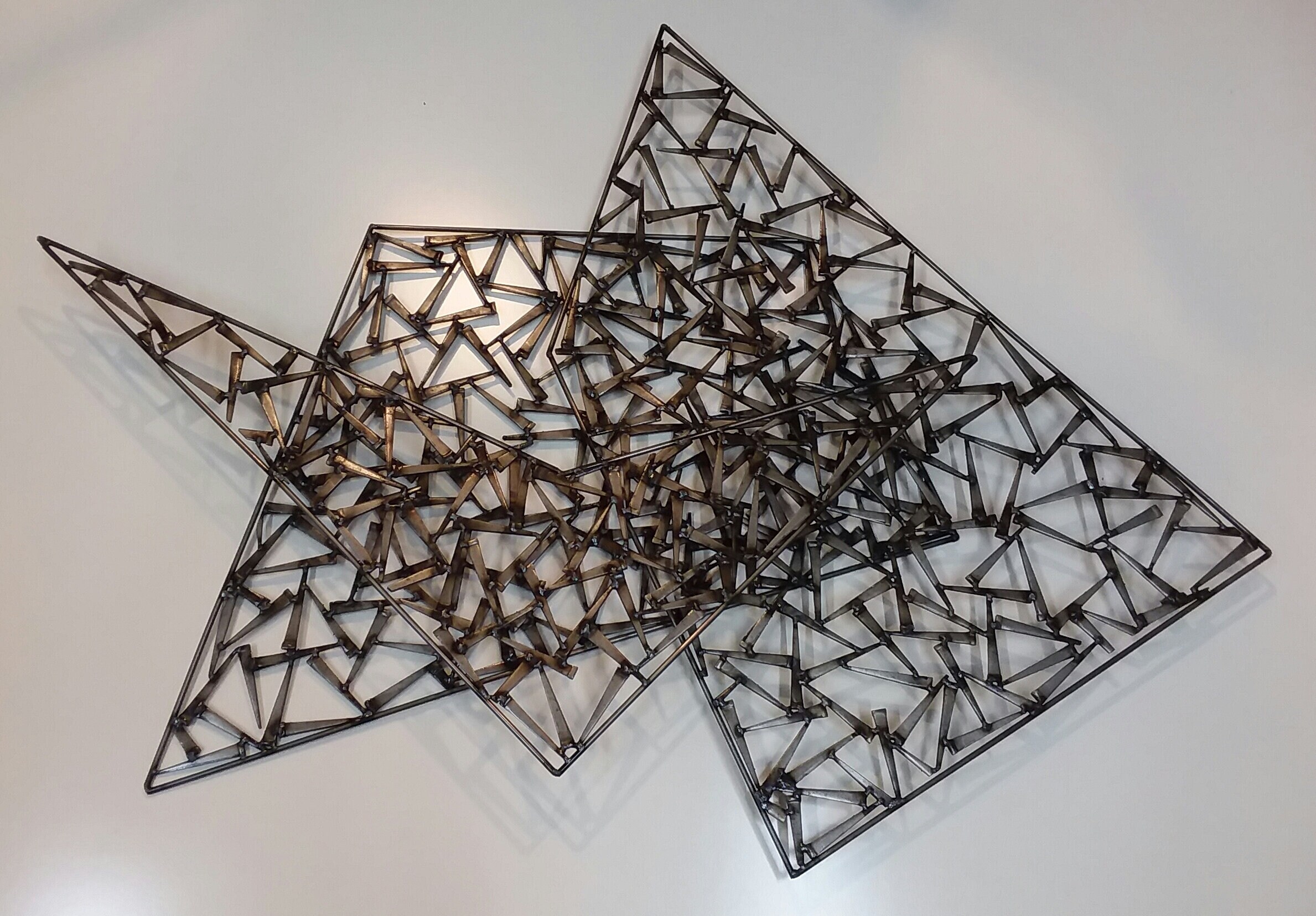 Right Angle Mid Century Modern Metal Wall Sculpture Signed by Corey ...