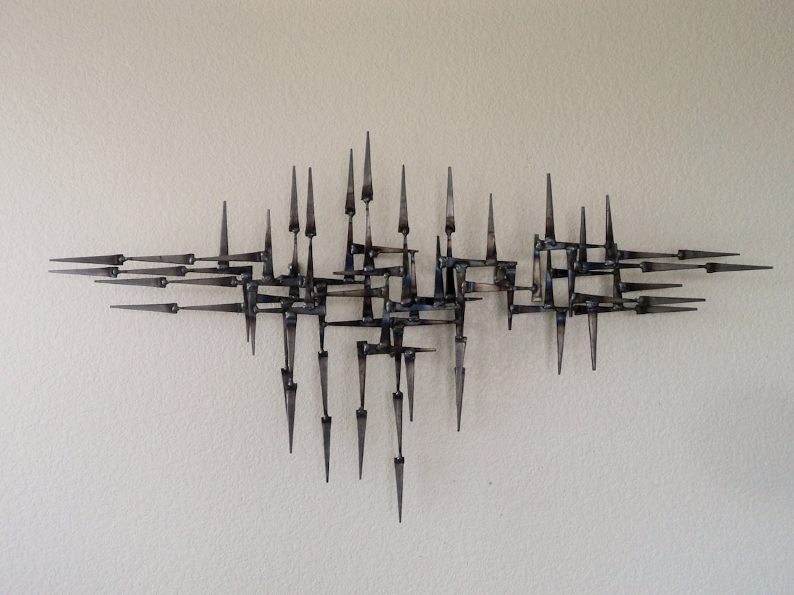 BARB WIRE Mid Century Modern Metal Wall Sculpture Signed by - Etsy