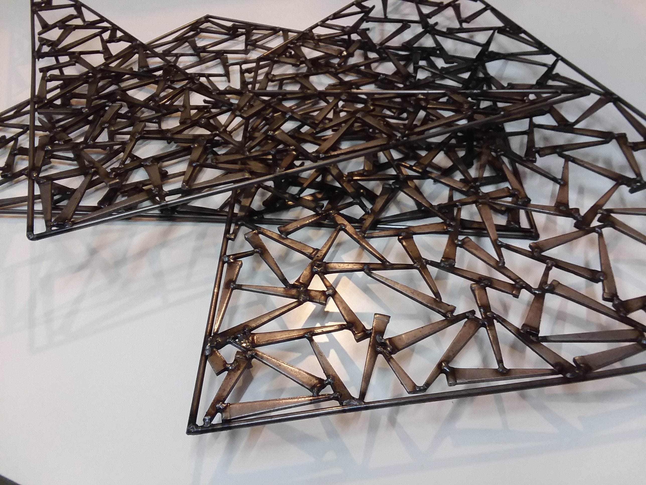 Right Angle Mid Century Modern Metal Wall Sculpture Signed by Corey ...
