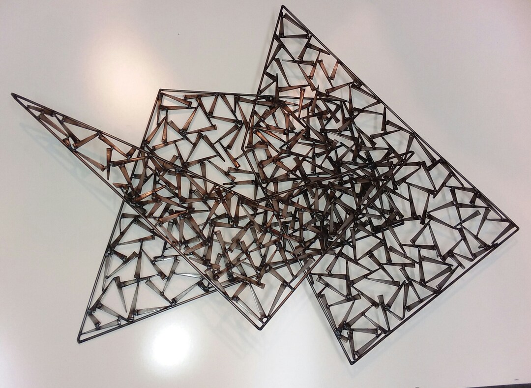 Right Angle Mid Century Modern Metal Wall Sculpture Signed by Corey ...