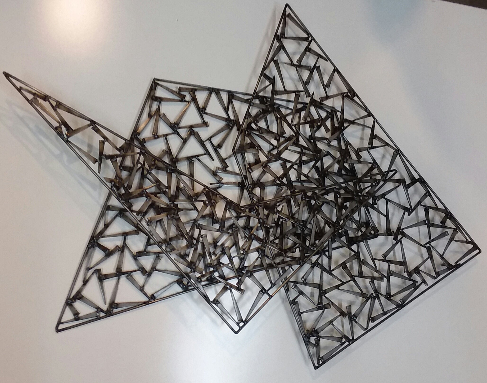 Right Angle Mid Century Modern Metal Wall Sculpture Signed by Corey ...