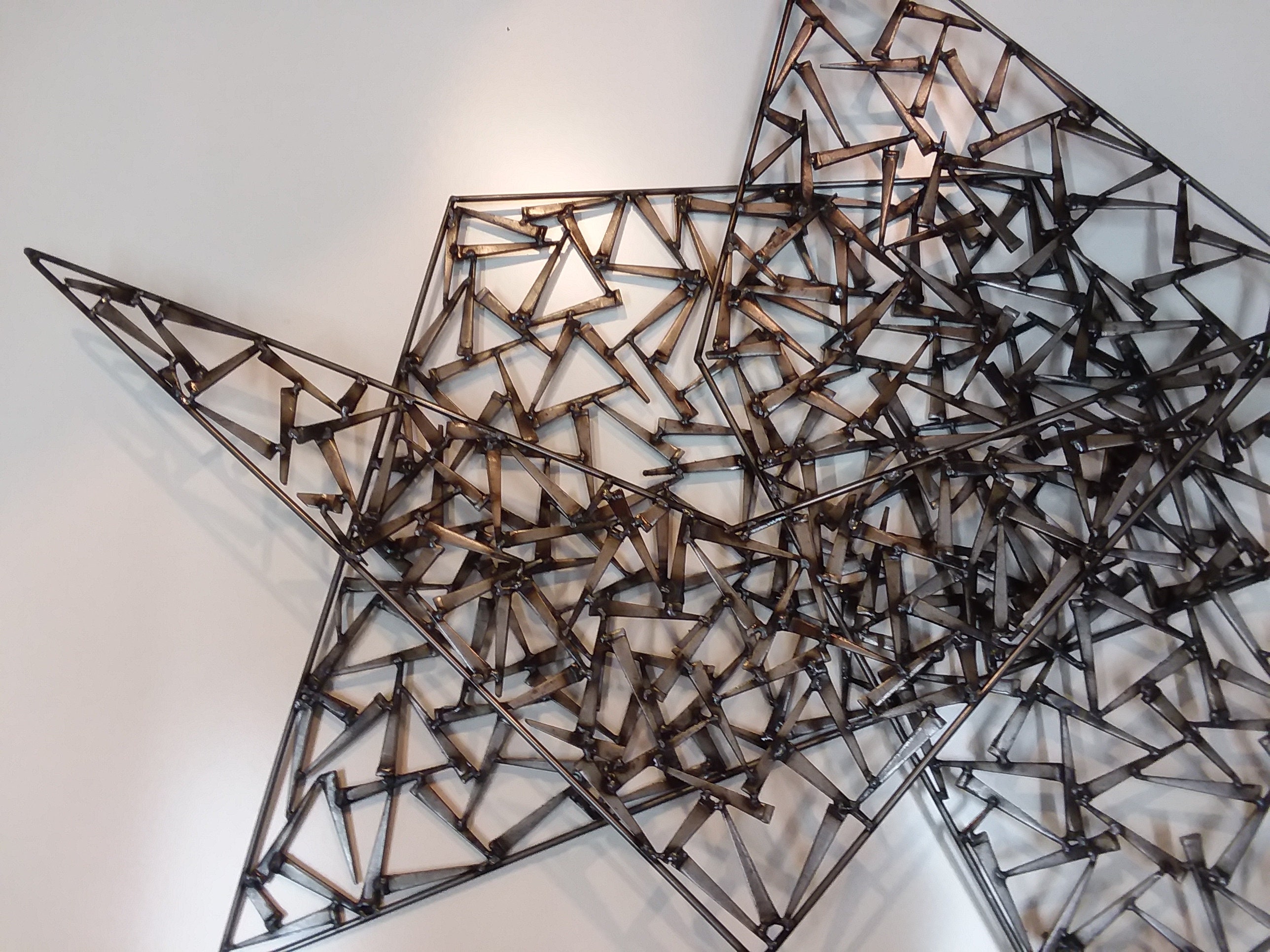 Right Angle Mid Century Modern Metal Wall Sculpture Signed by Corey ...