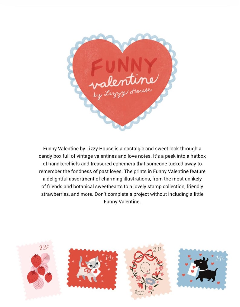 Moda "funny Valentine" by Lizzy House ~ 37149 11 Multi ~ 35" X 42 ...