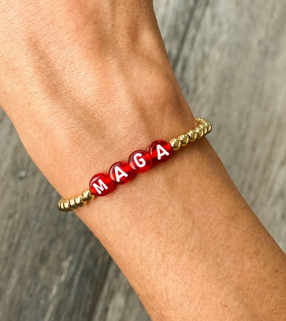 MAGA Beaded Bracelet | GOLD-FILLED Bead Bracelet | Stackable Bead ...