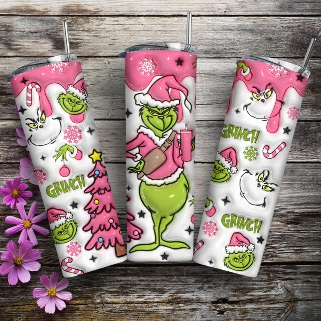 3D Inflated Puffy Look Grinch Funny Pink Christmas Vibes - Etsy