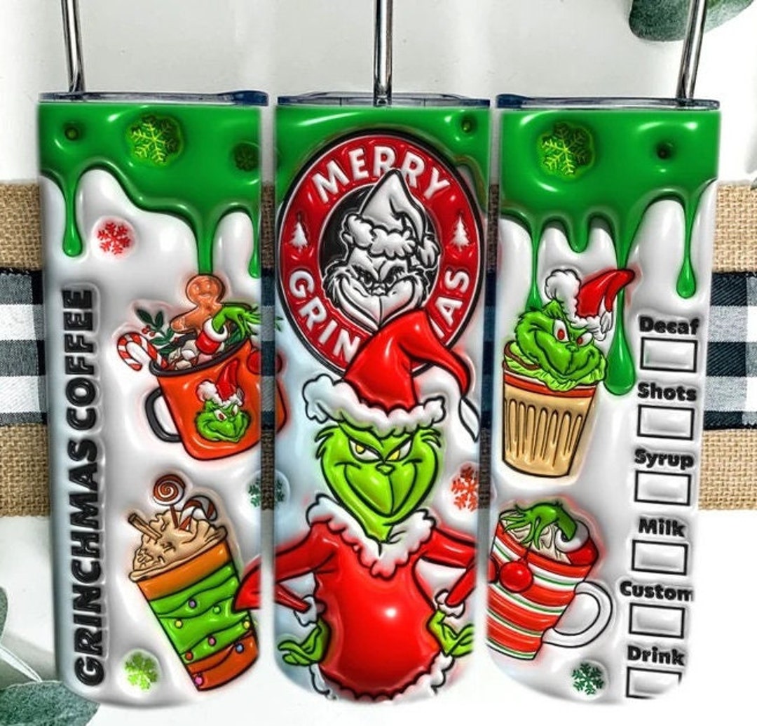 3D Inflated Puffy Look Grinch Funny Christmas Vibes, Retro Merry ...