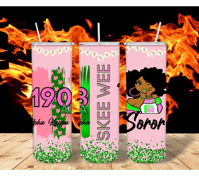 Pink and Green AKA Woman Sorority Fraternity Gift Travel Mug - Etsy