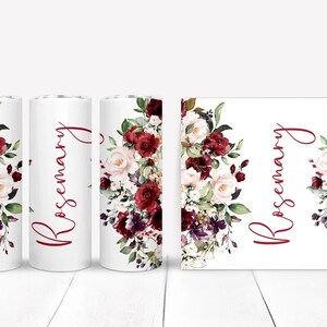 Personalized Red Rose Tumbler, Floral Tumbler With Name, Spring Time ...
