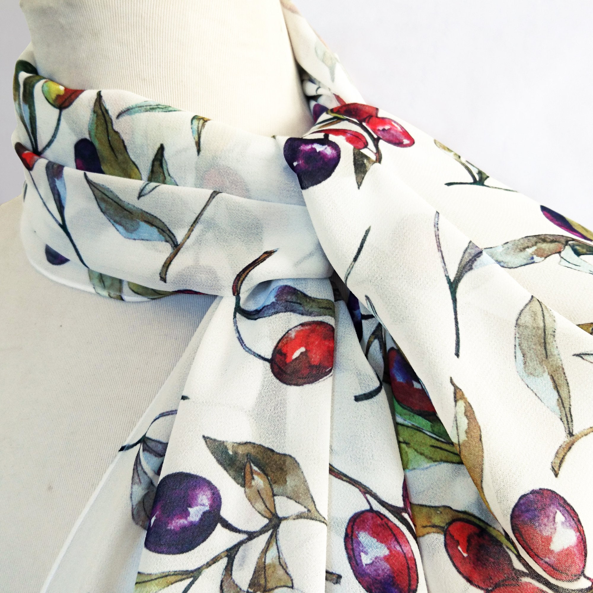 Olives Pattern, Scarf, Indelible Printed - Etsy