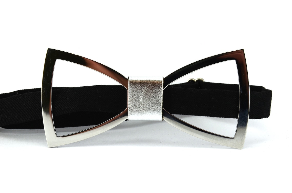 Metal Bow Tiebow Tie in Steeladjustable Bow Tiemen's - Etsy