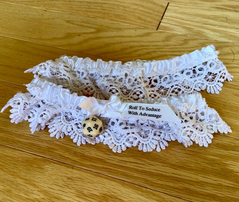 White RPG or Dungeons and Dragons Wedding Garter roll - Etsy