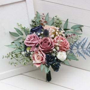 Set of 3 Dusty Rose Mauve Navy Blue Flower Arch Arrangement Wedding ...