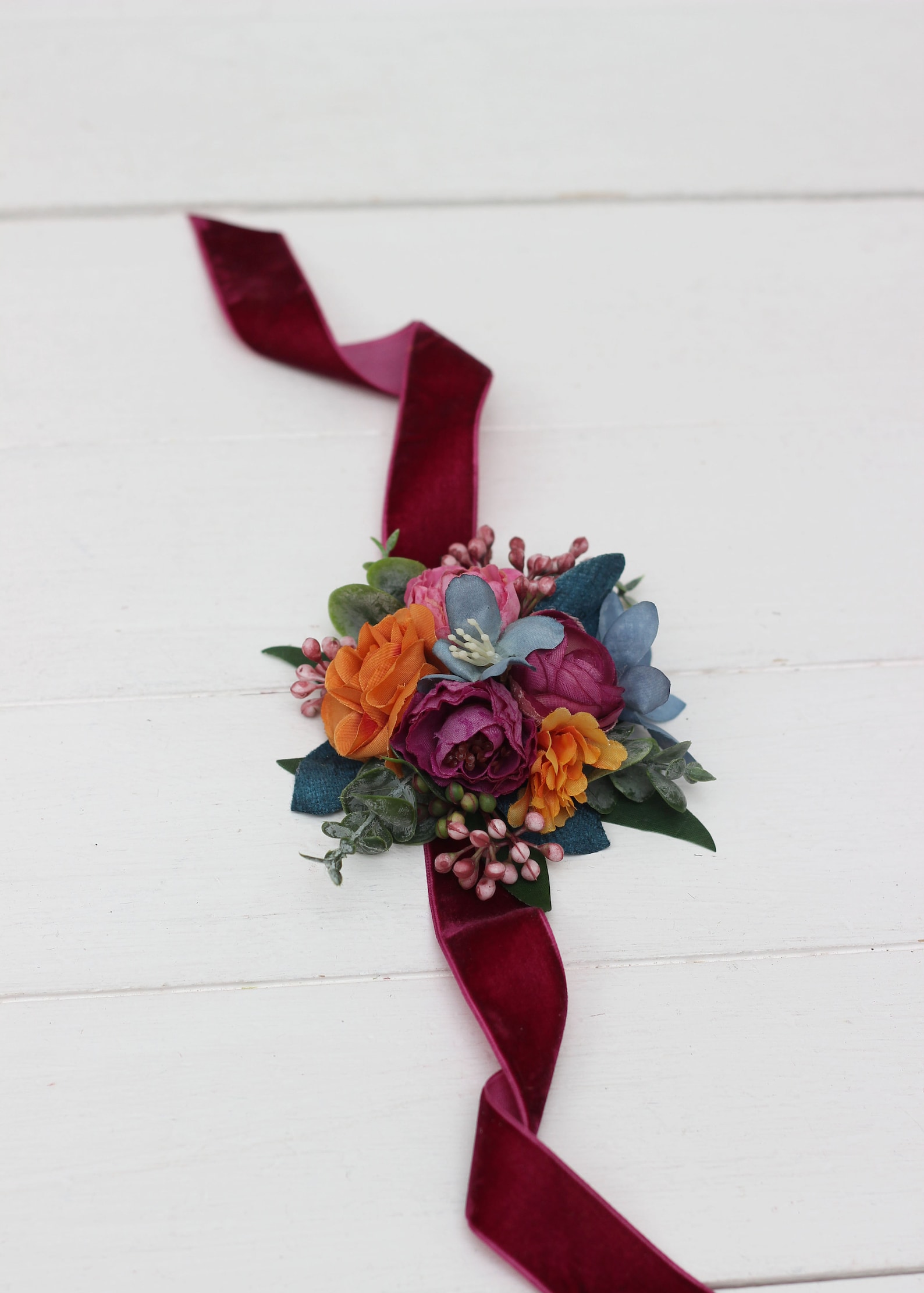 Jewel-tone Wedding Emerald Green Orange Magenta Teal Flowers Bridal ...