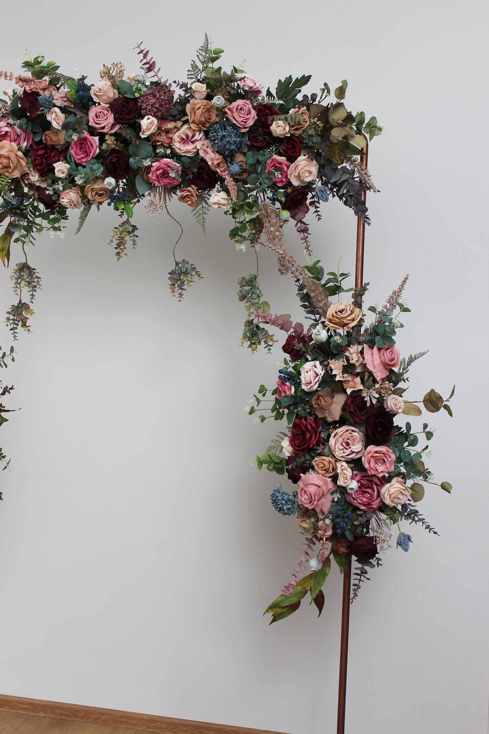 Burgundy Dusty Rose Blue Arch Arrangement Jewel Tones Arch - Etsy