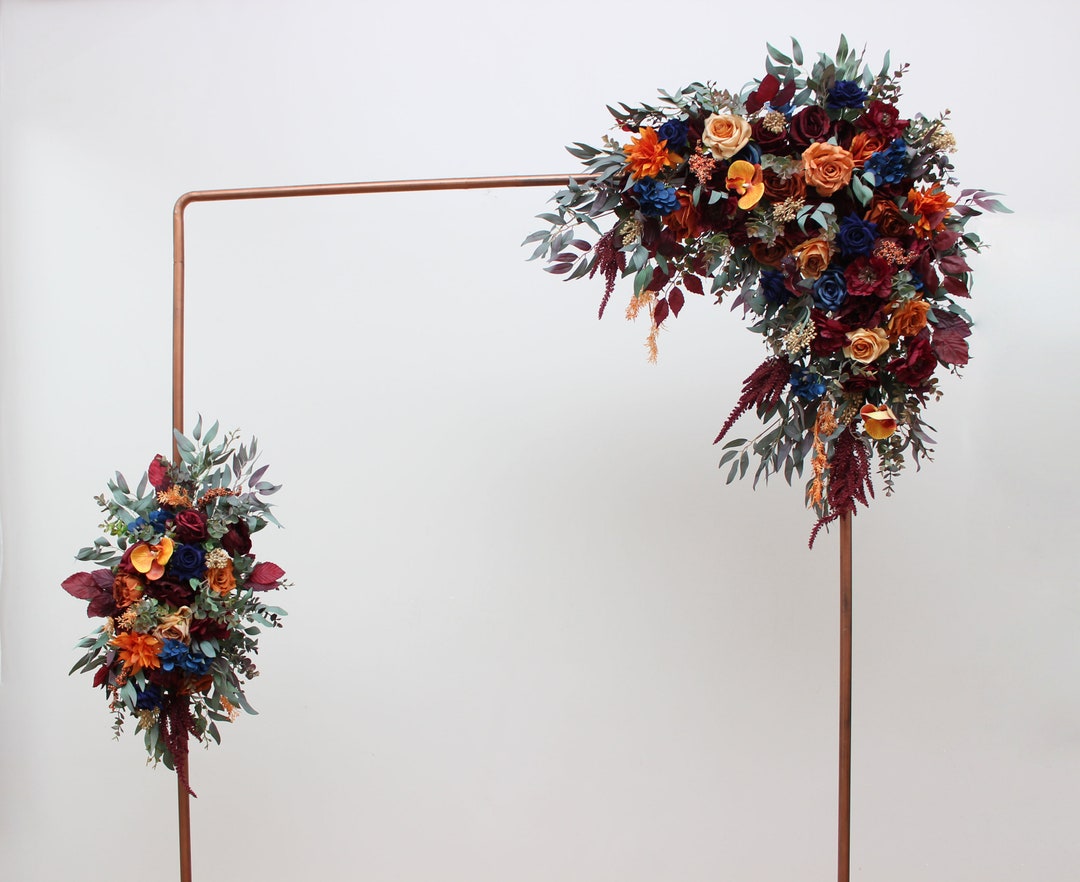 Rust Orange Burgundy Navy Blue Arch Flowers Orchid Dahlia Archway ...