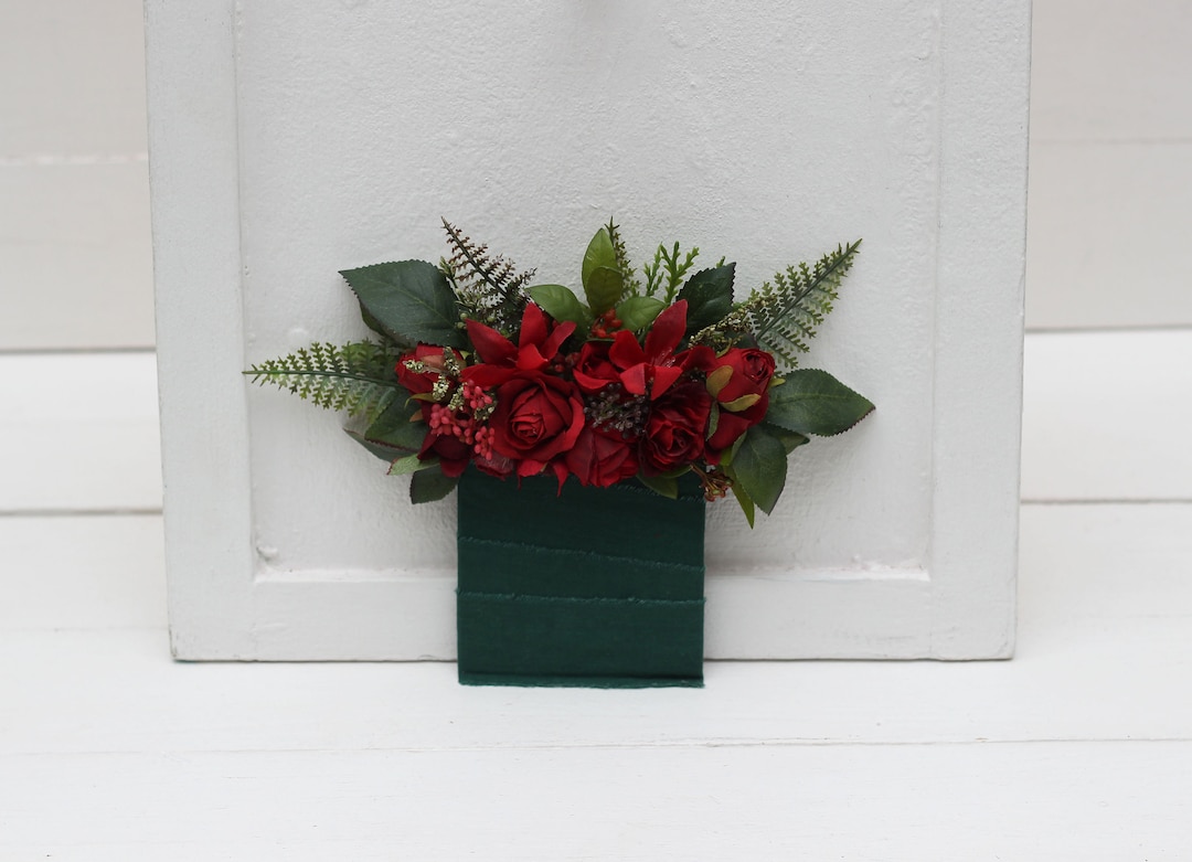 Red Roses Pocket Boutonniere Winter Wedding Christmas Wedding ...