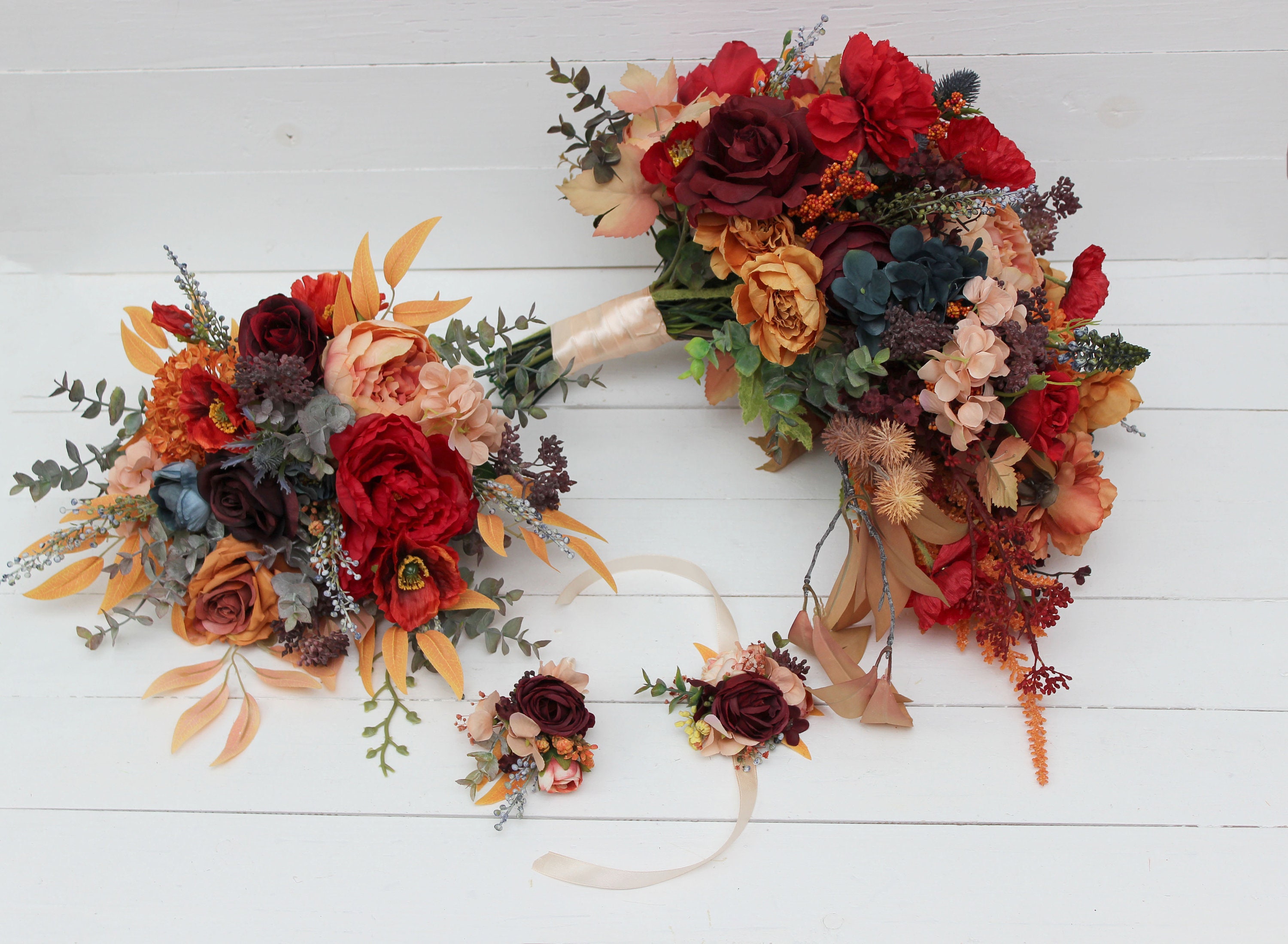 Fall Wedding Rust Orange Burgundy Corsage Fiance Boutonniere Wedding ...