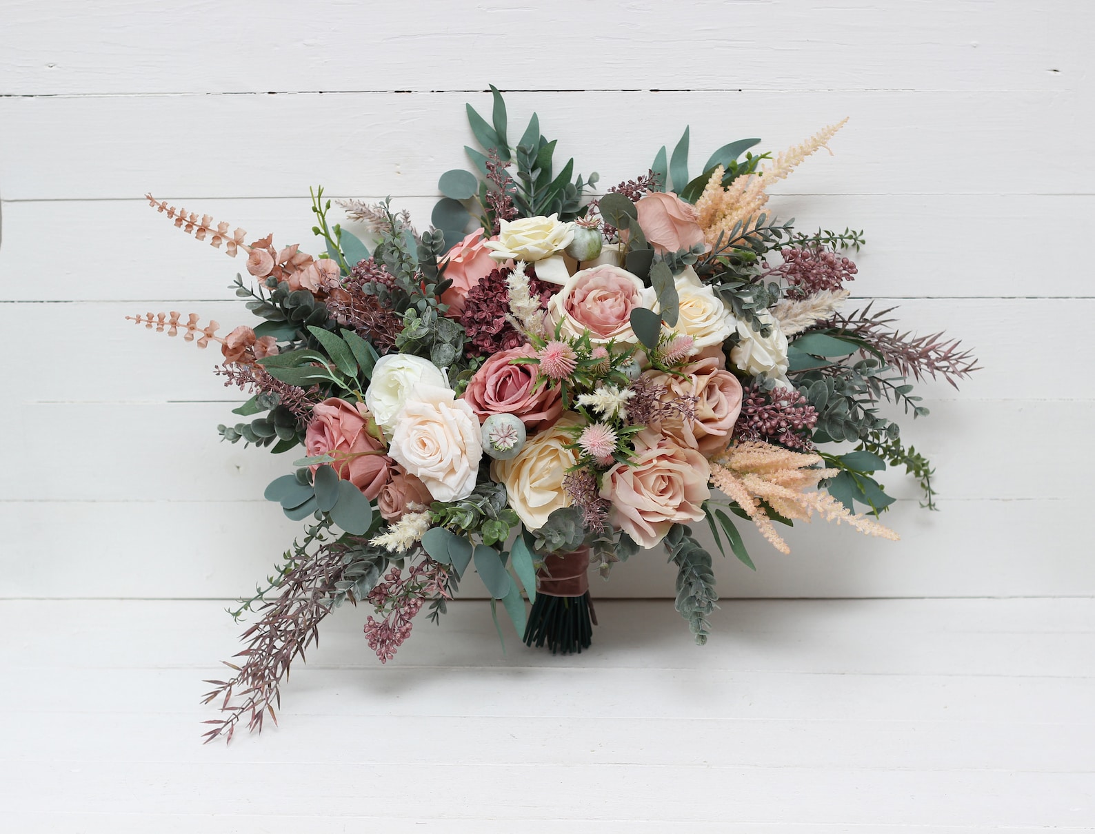 Boho Bouquet Dusty Rose Cream Blush Pink Flowers Bridal - Etsy