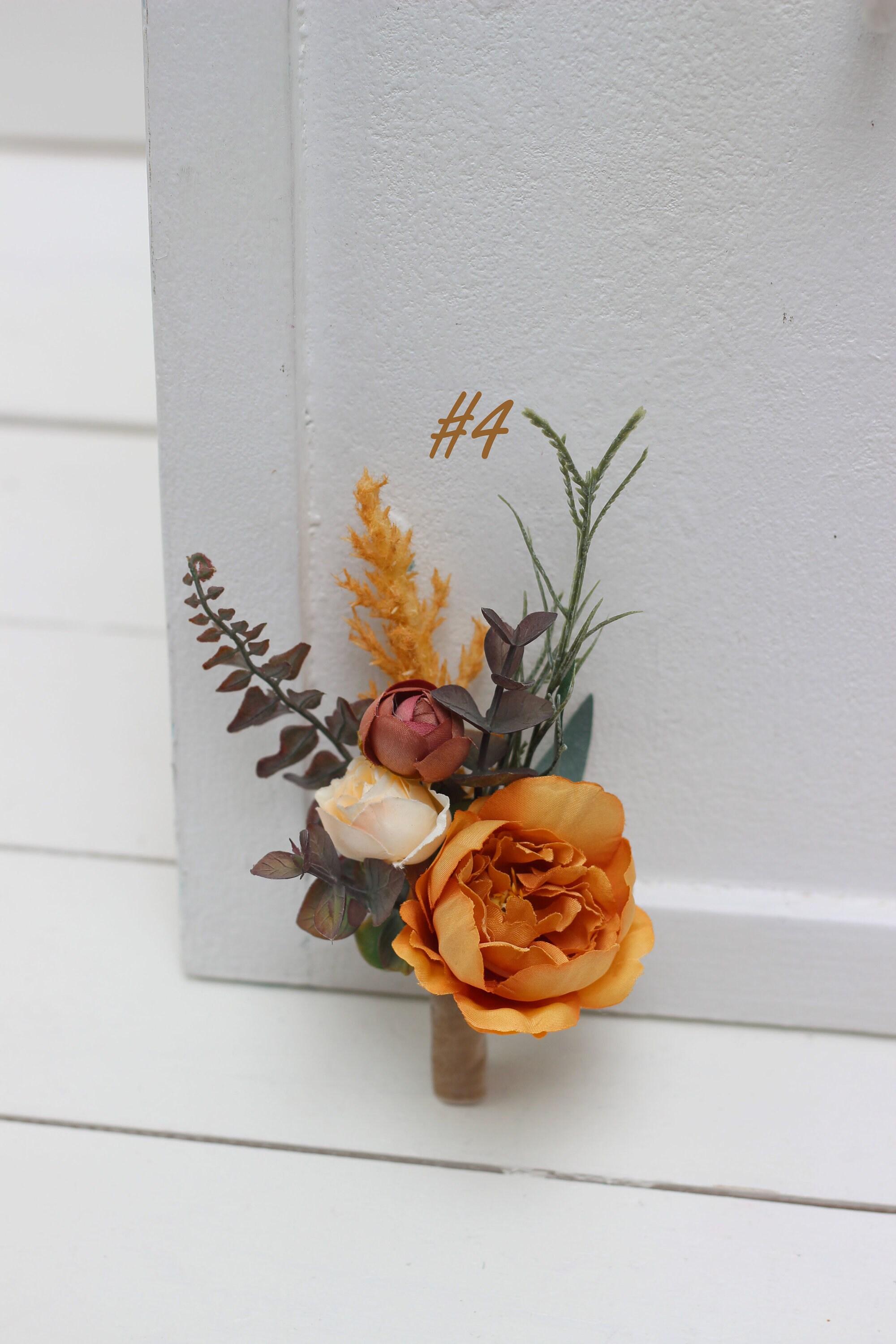 Rust Brown Ivory Flowers Fall Wedding Boho Wedding Set of 4 | Etsy