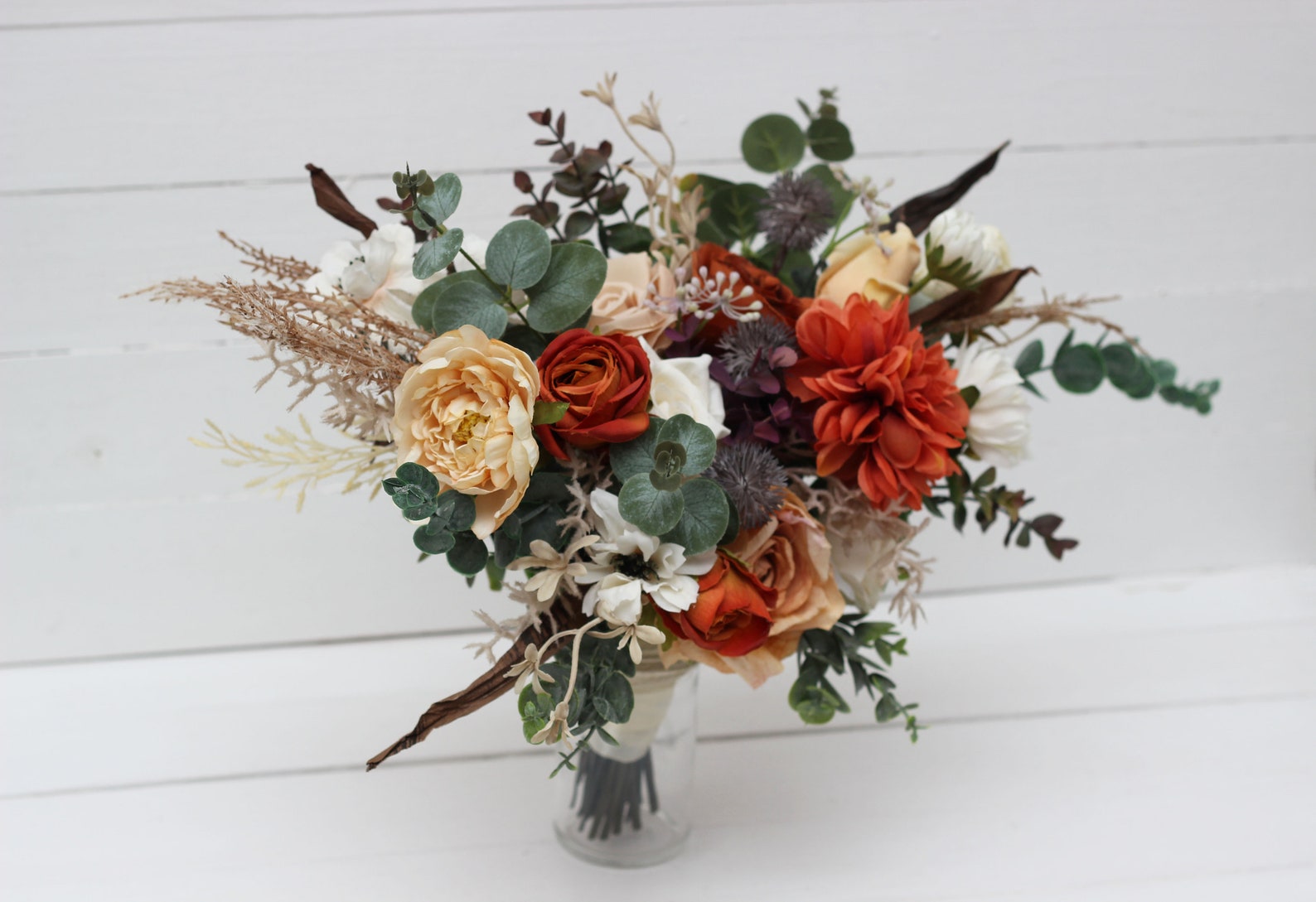 Bridal Bouquet Boho Wedding Rust Orange Cream Bouquet Bridal Flowers ...