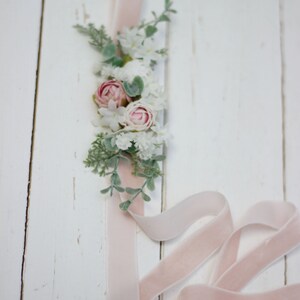 Blush Pink White Flower Belt Flower Girl Belt Flower Girl Sash | Etsy