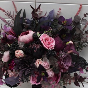 Deep Purple Fuchsia Candy Pink Bouquet Fall Bridal Bouquet Faux Bouquet ...