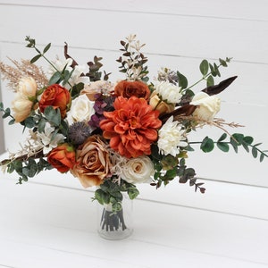 Bridal Bouquet Boho Wedding Rust Orange Cream Bouquet Bridal - Etsy