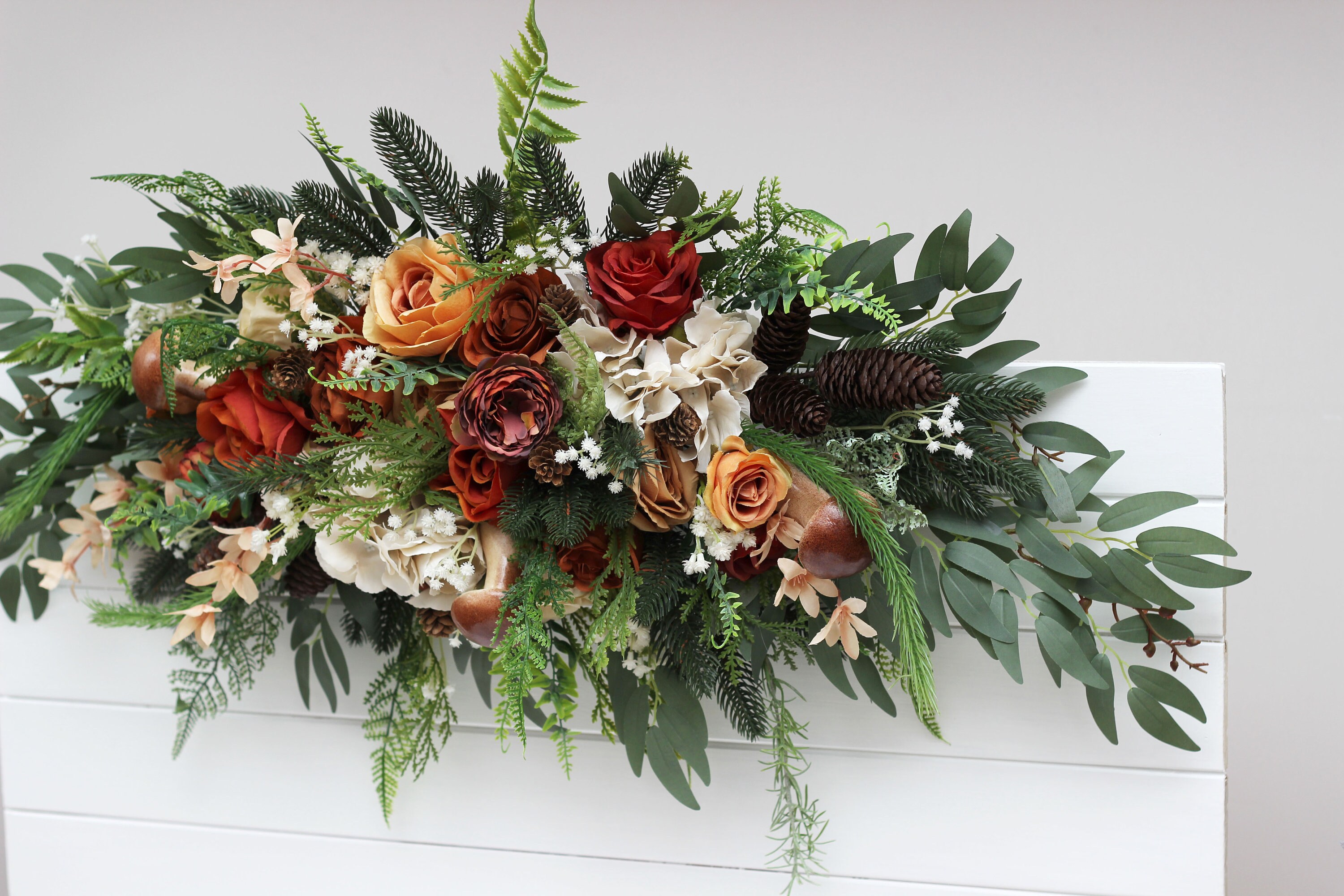 Orange Ivory Rust Arch Arrangement Wedding Arch Flowers Forest Wedding ...