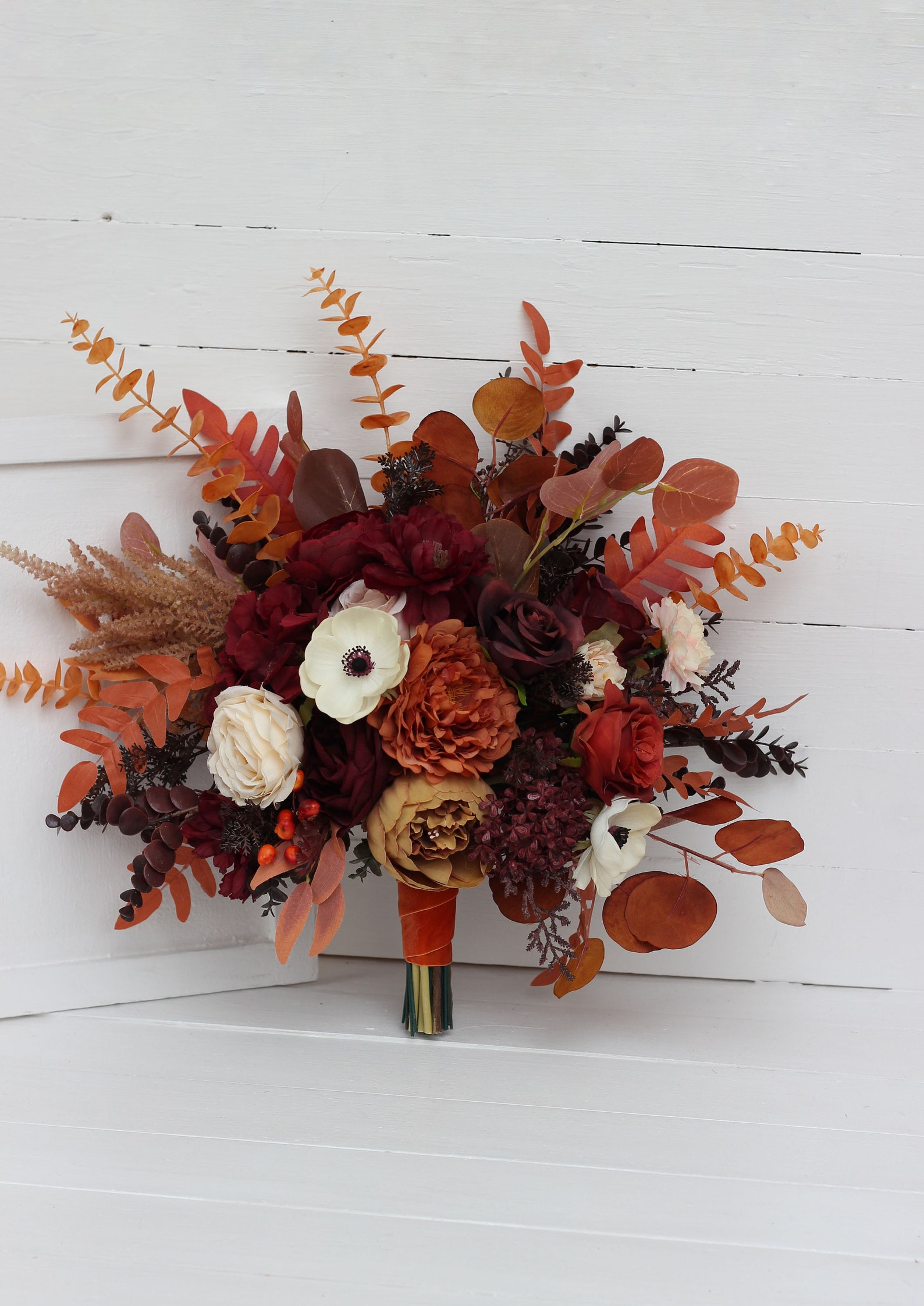 Rust Burgundy Flowers Bridal Bouquet Faux Bouquet Fall Wedding - Etsy