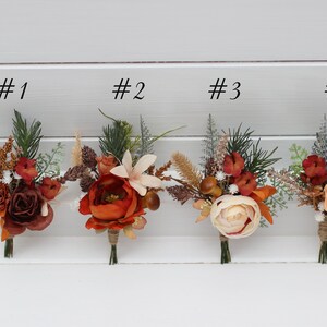 Rust Ivory Flowers Flower Accessories Pine Boutonniere Buttonhole Groom ...
