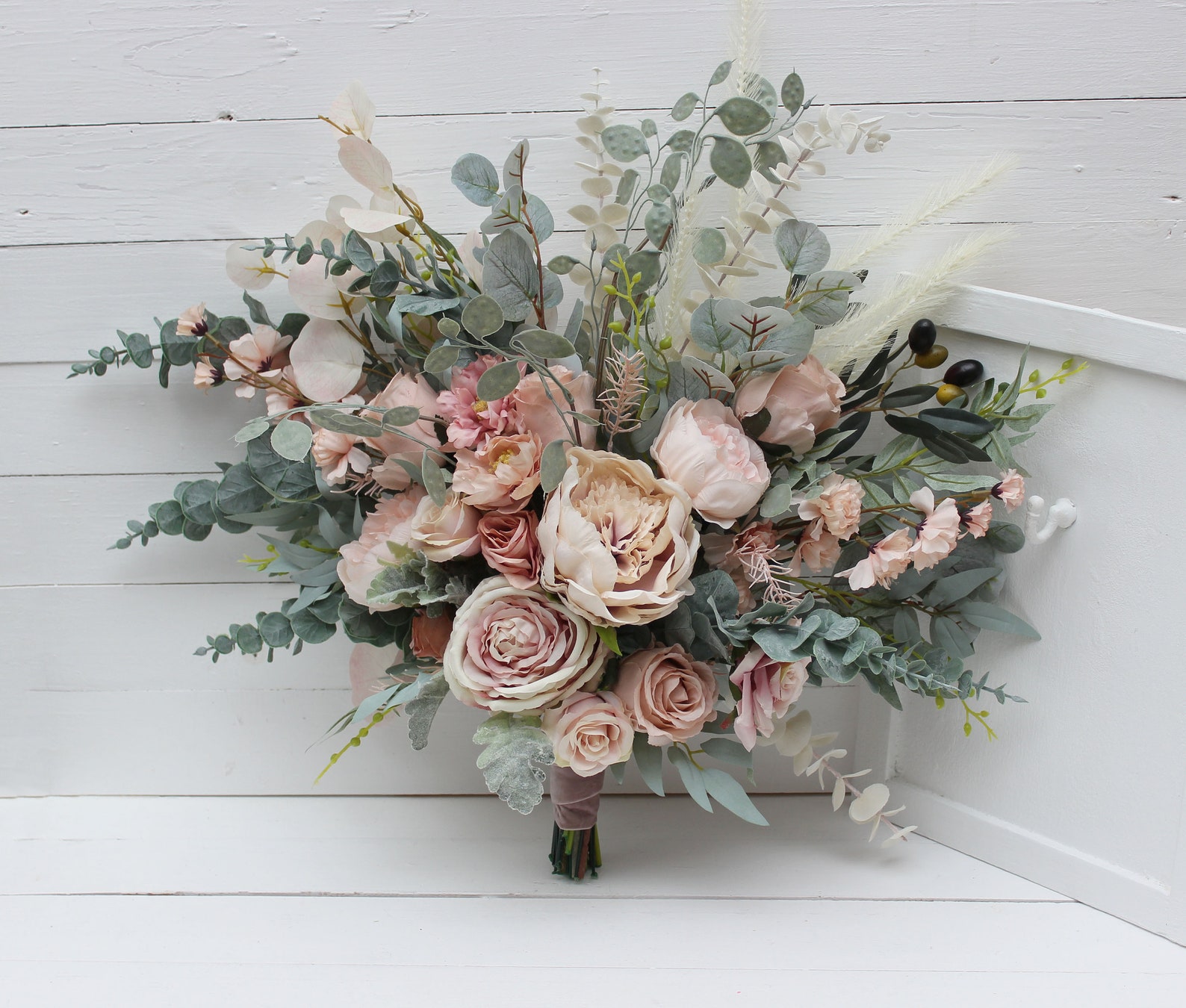 Boho Bouquet Beige Blush Pink Flowers Bridal Bouquet Faux - Etsy