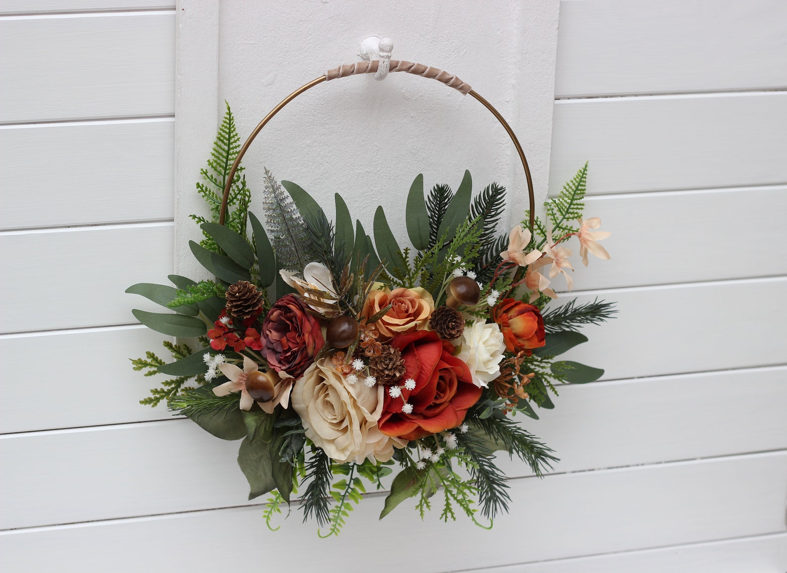 Orange Ivory Rust Arch Arrangement Wedding Arch Flowers Forest Wedding ...