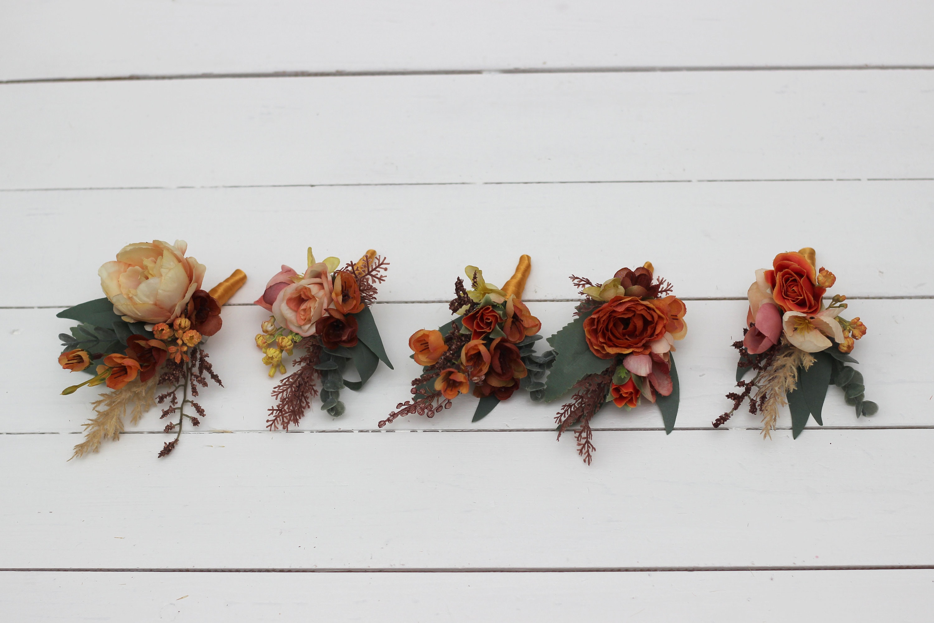 Boho Flowers Orange Rust Peach Corsage Bridesmaid Flower | Etsy