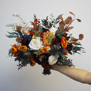 Rust burgundy flowers Bridal bouquet Faux bouquet Fall wedding | Etsy
